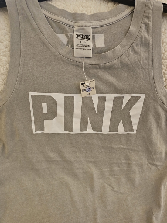 PINK Victoria's Secret | Tops | Pink Victorias Secret Gray Logo Tank ...